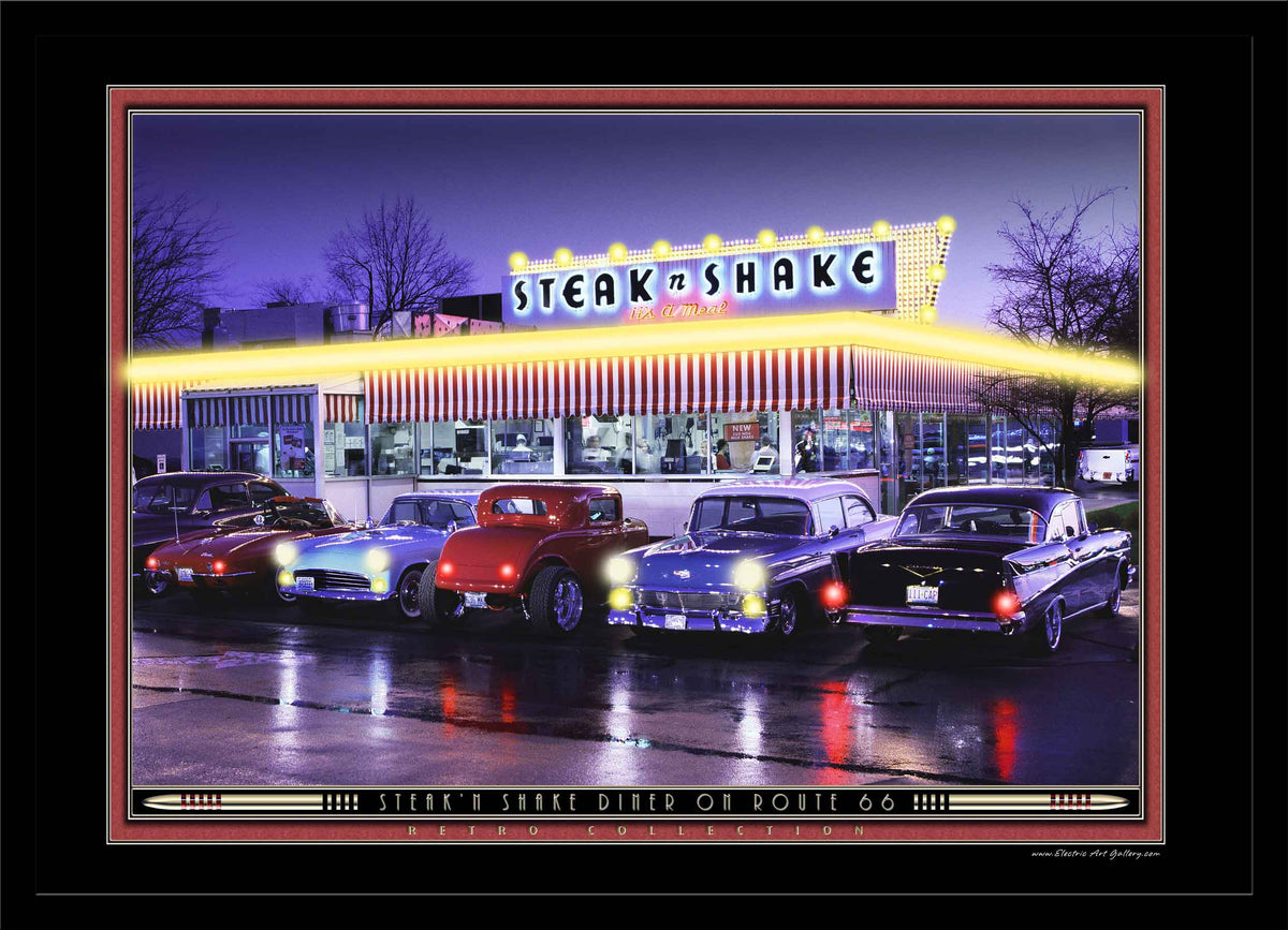 Steak'n Shake Diner- Lighted Picture by Electric Art Gallery – Poster ...