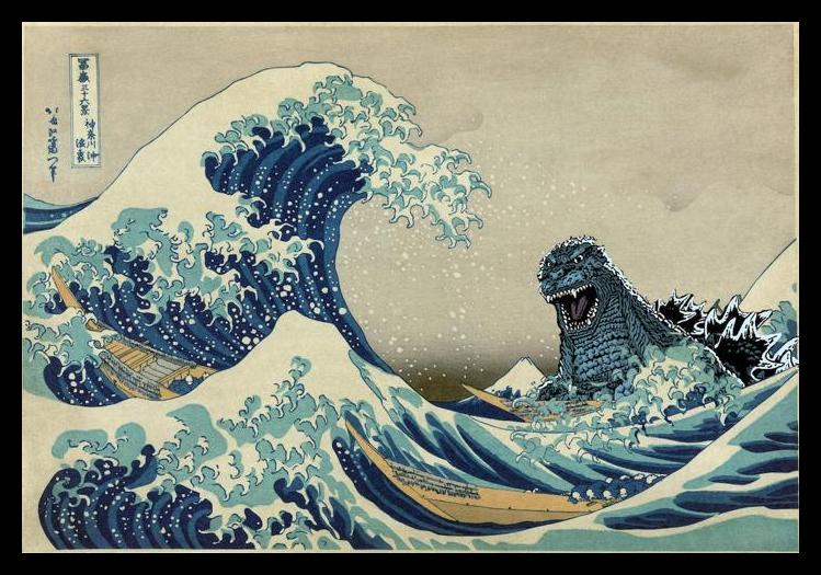 Godzilla vs the Great Wave Poster – Poster Shoppe